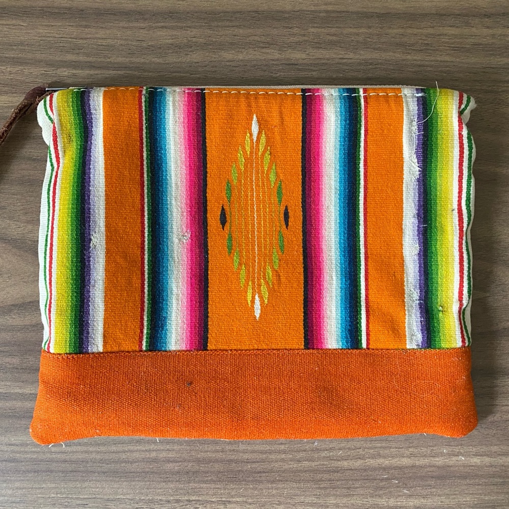 Orange Totem Clutch Made From 1930s Serape - Gem